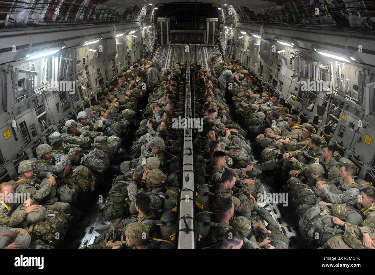 U.S. Army members from the 82nd Airborne Division prepare to jump on ...