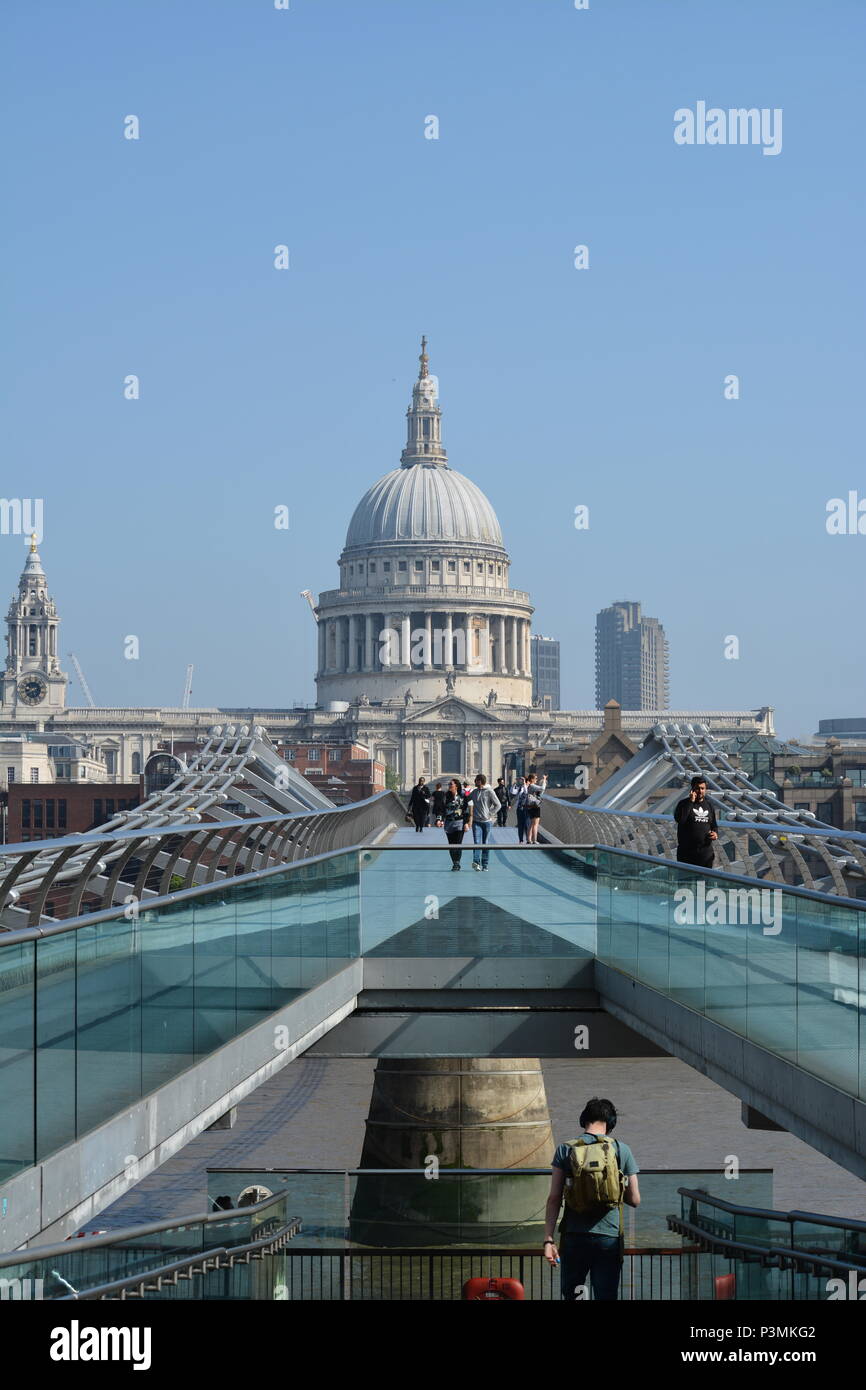Saint Pauls Cathedral as seen from the iconic Millennium Pedestrian ...