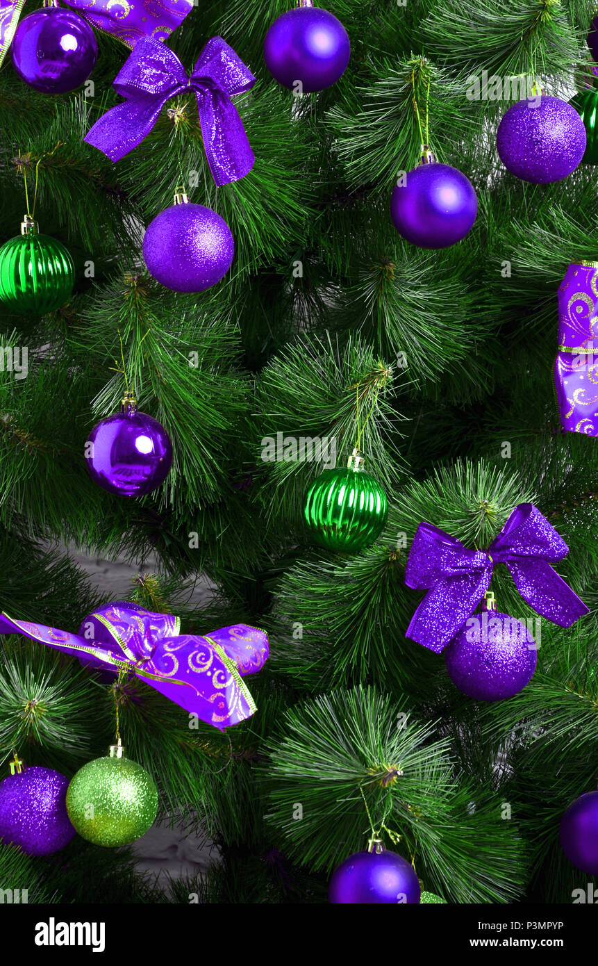 Details of a Christmas tree. Detail shot of Christmas tree branches ...