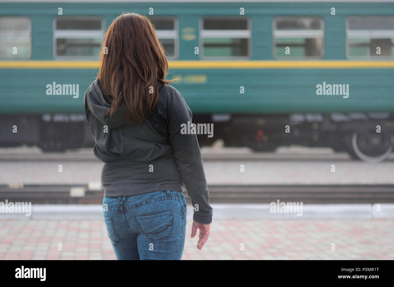 Woman missed train platform hi-res stock photography and images - Alamy