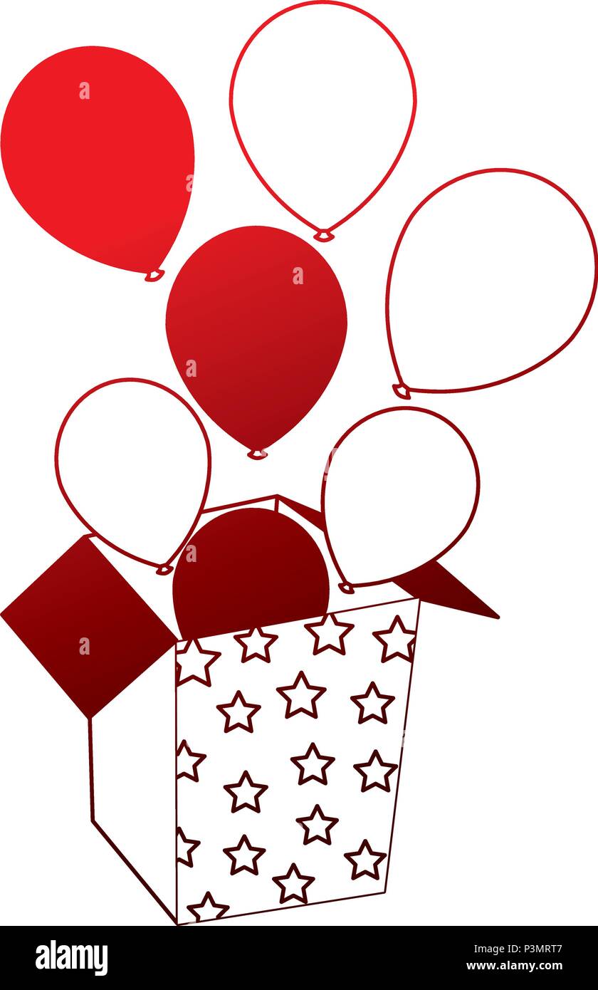 romantic mail letter heart balloons decoration vector illustration neon ...