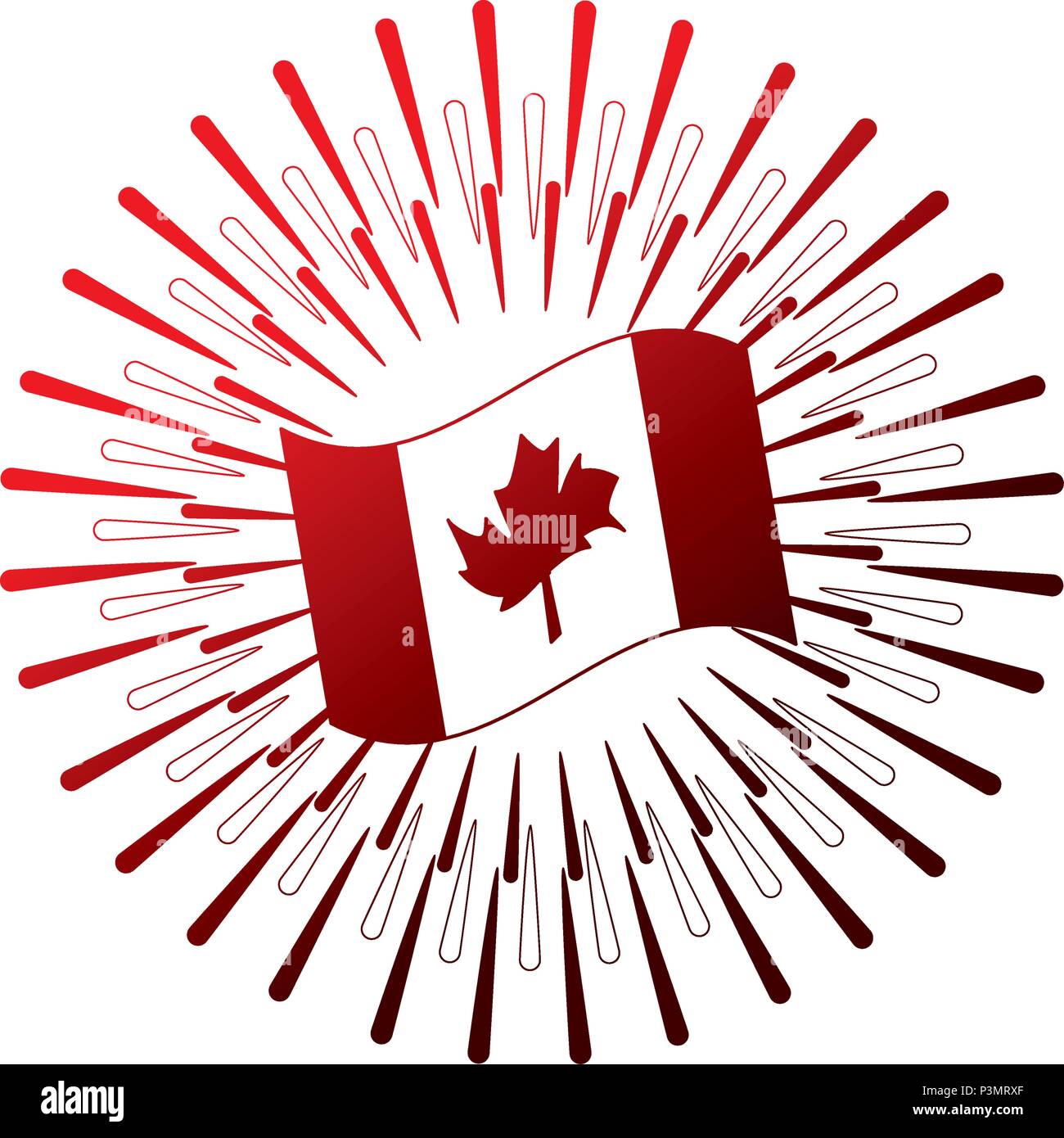 canadian flag emblem national burst vector illustration neon Stock ...