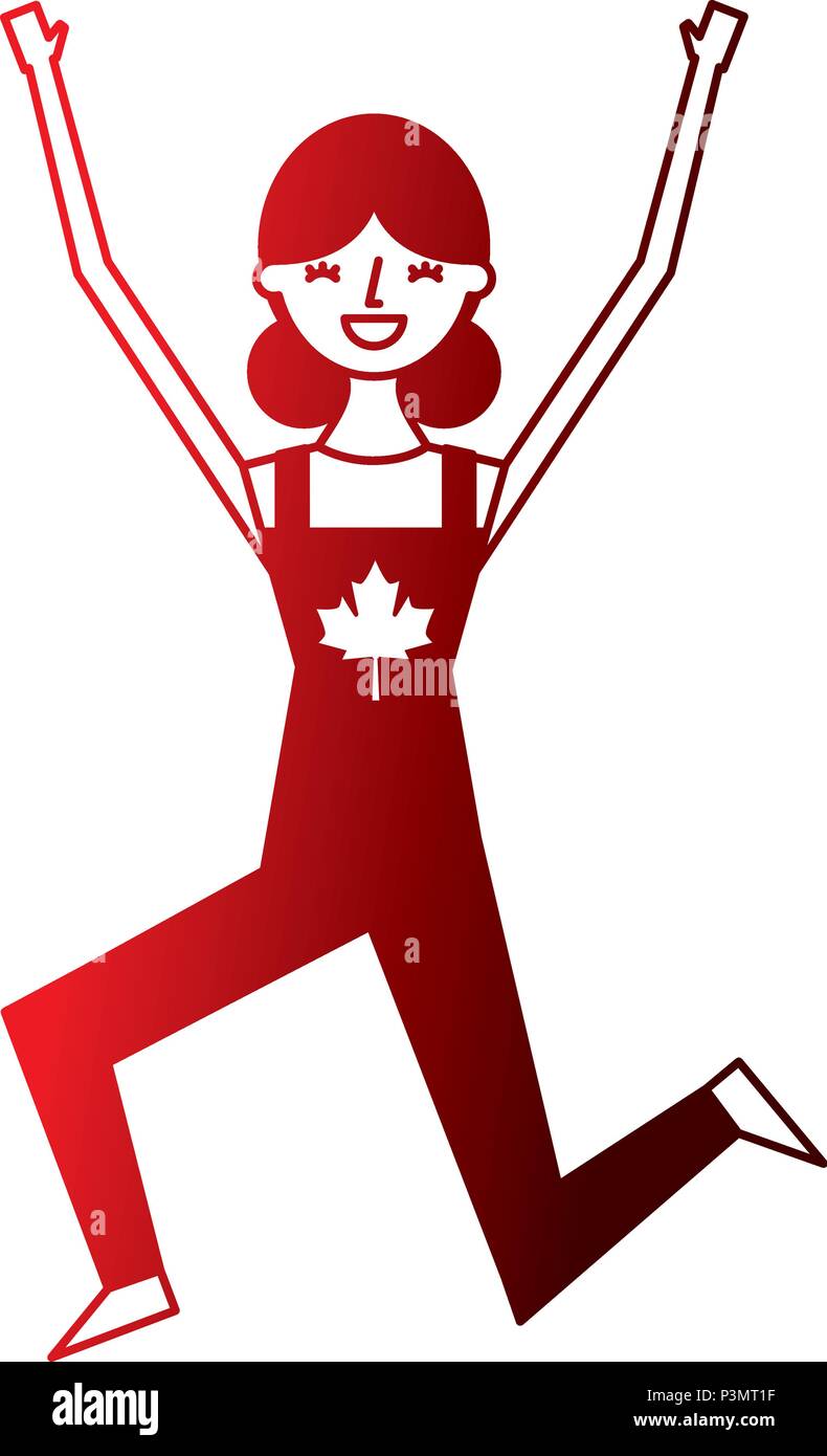 happy girl with canadian celebrating vector illustration neon Stock ...