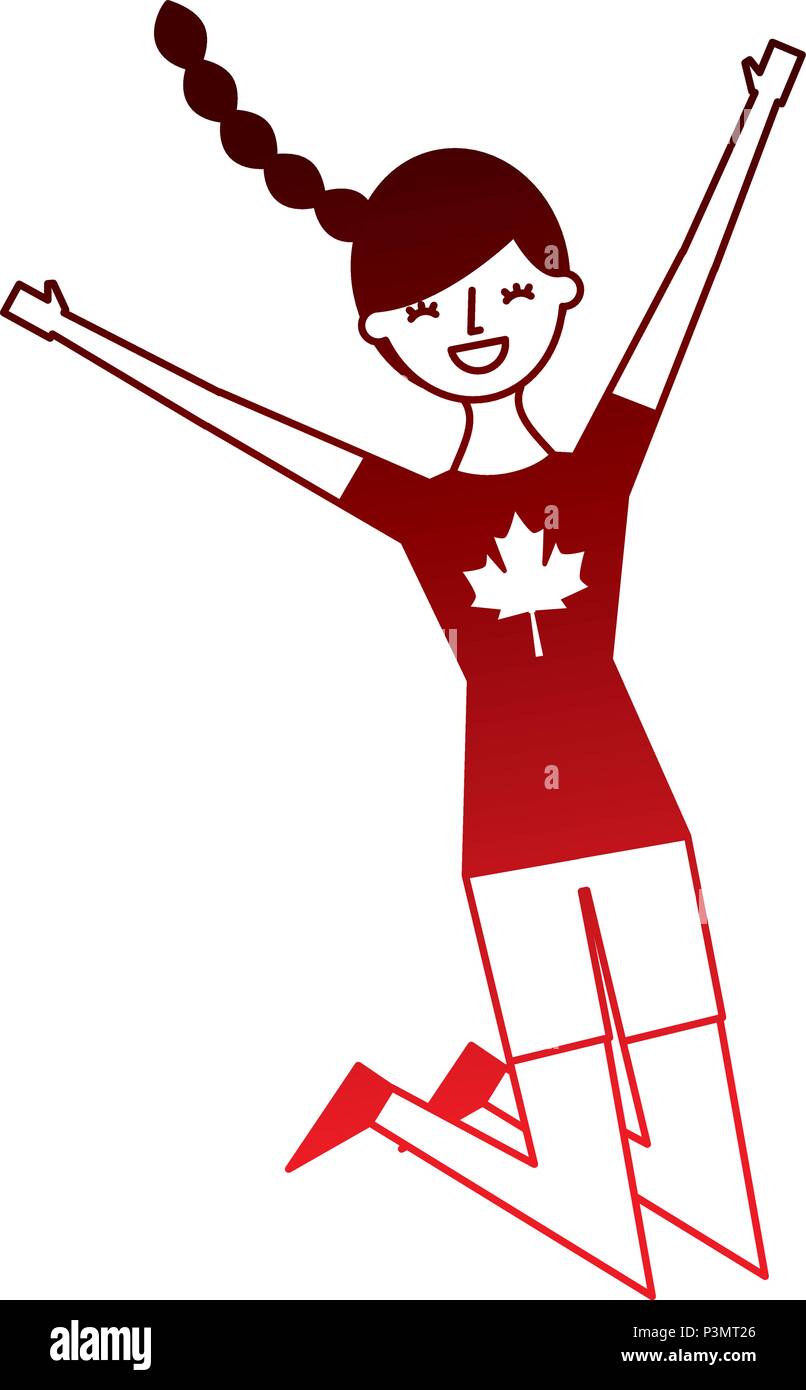 happy girl with canadian celebrating vector illustration neon Stock ...
