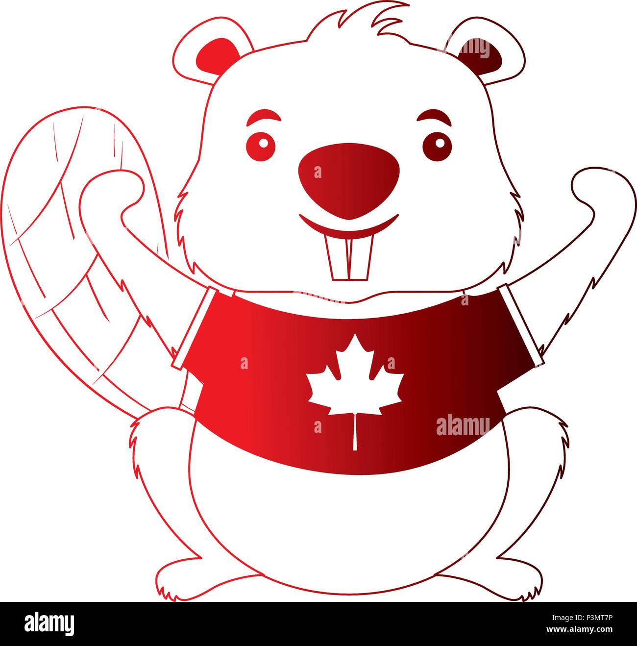 canadian beaver tshirt canada flag vector illustration neon Stock ...