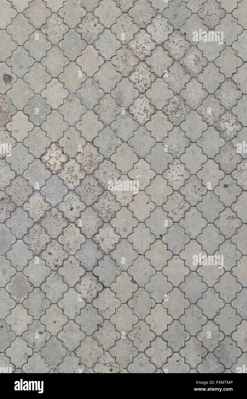 The Texture Of A Rhythmic Mosaic Made Of Concrete Tiles Background Image Of A Large Area Of Old