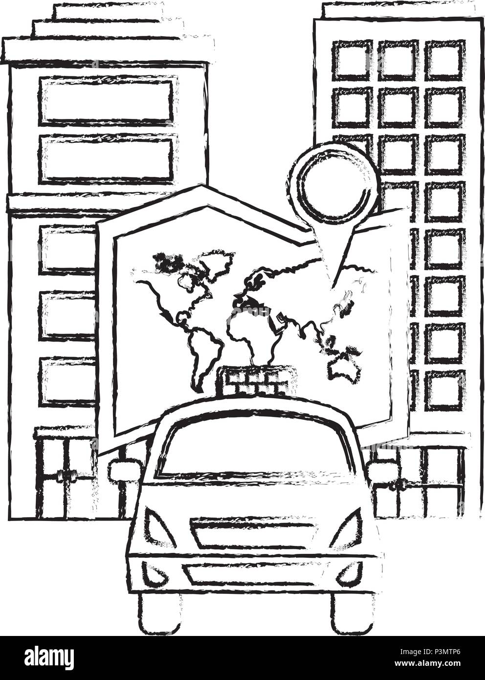 taxi transport map location city vector illustration Stock Vector Image ...