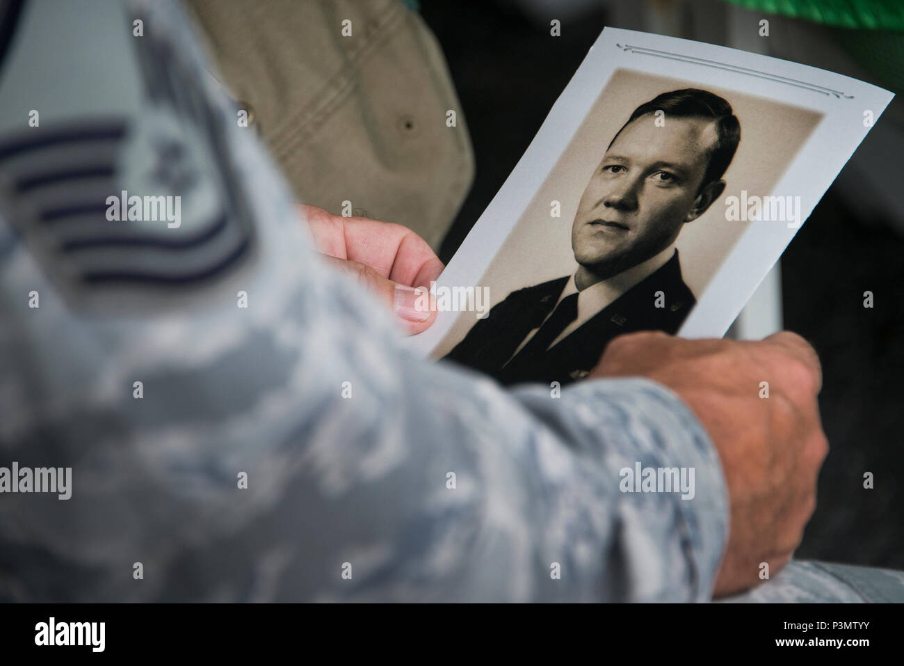 A 919th Special Operations Wing reservist holds a wing headquarters ...