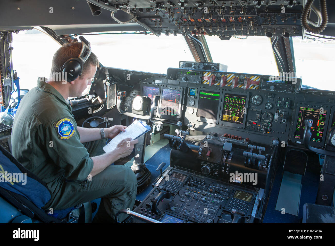 Tech. Sgt. Matt Wright, 709th Airlift Squadron flight engineer, runs ...