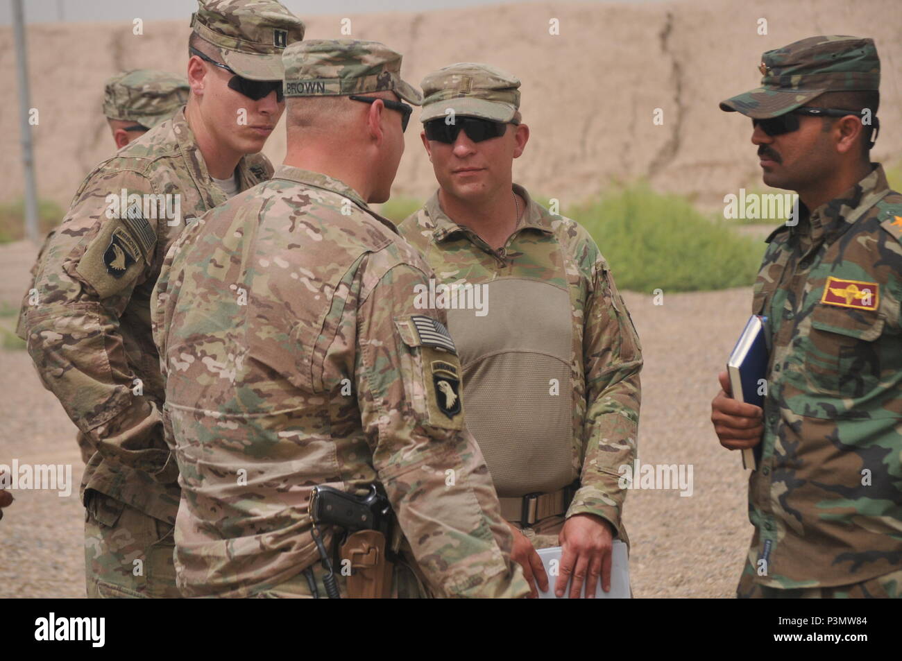 From left, U.S. Army Capt. Peter Jacobs, commander of Company A, 1st ...