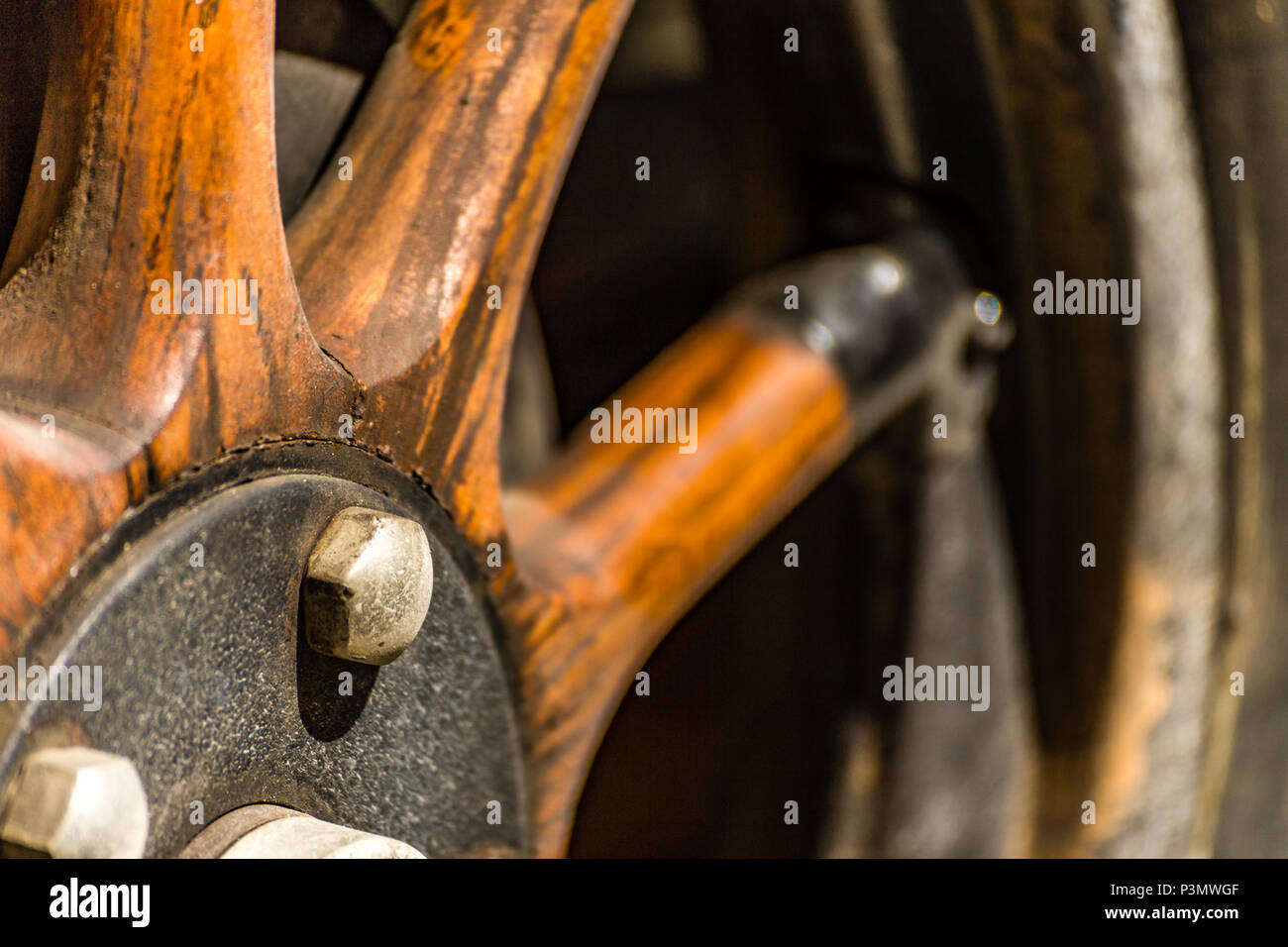 wood spokes of wheel rim of old vintage Italian car Stock Photo - Alamy