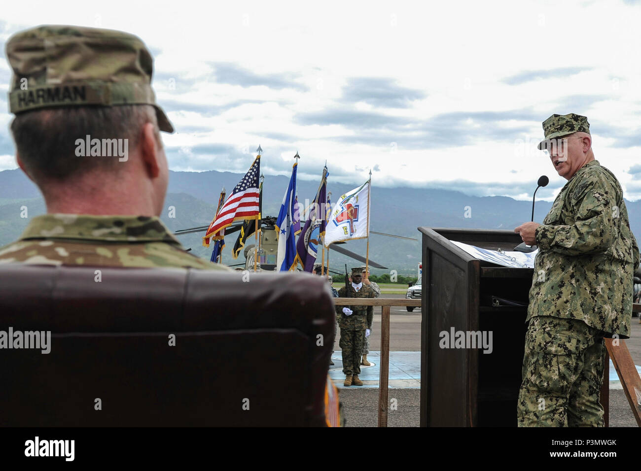 U.S. Navy Adm. Kurt Tidd, commander of U.S. Southern Command, speaks to ...