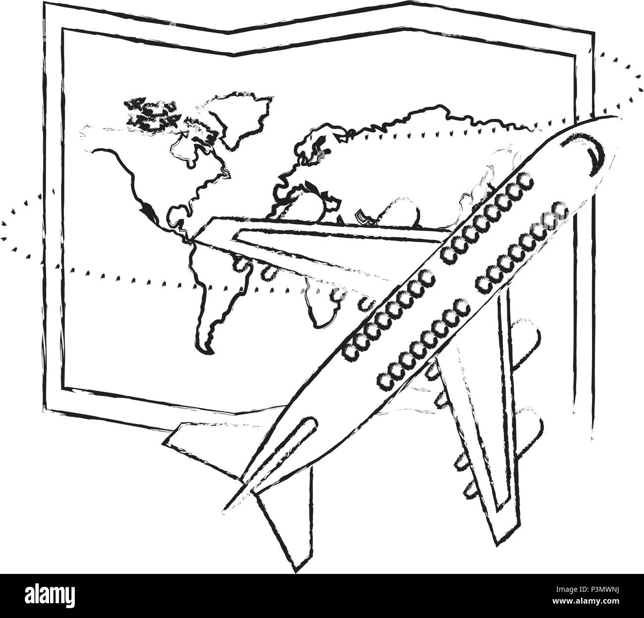 airplane flying with world paper map Stock Vector Image & Art - Alamy