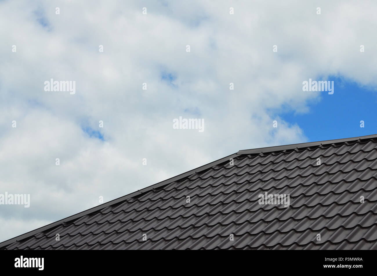 Brown roof tiles or shingles on house as background image. New ...