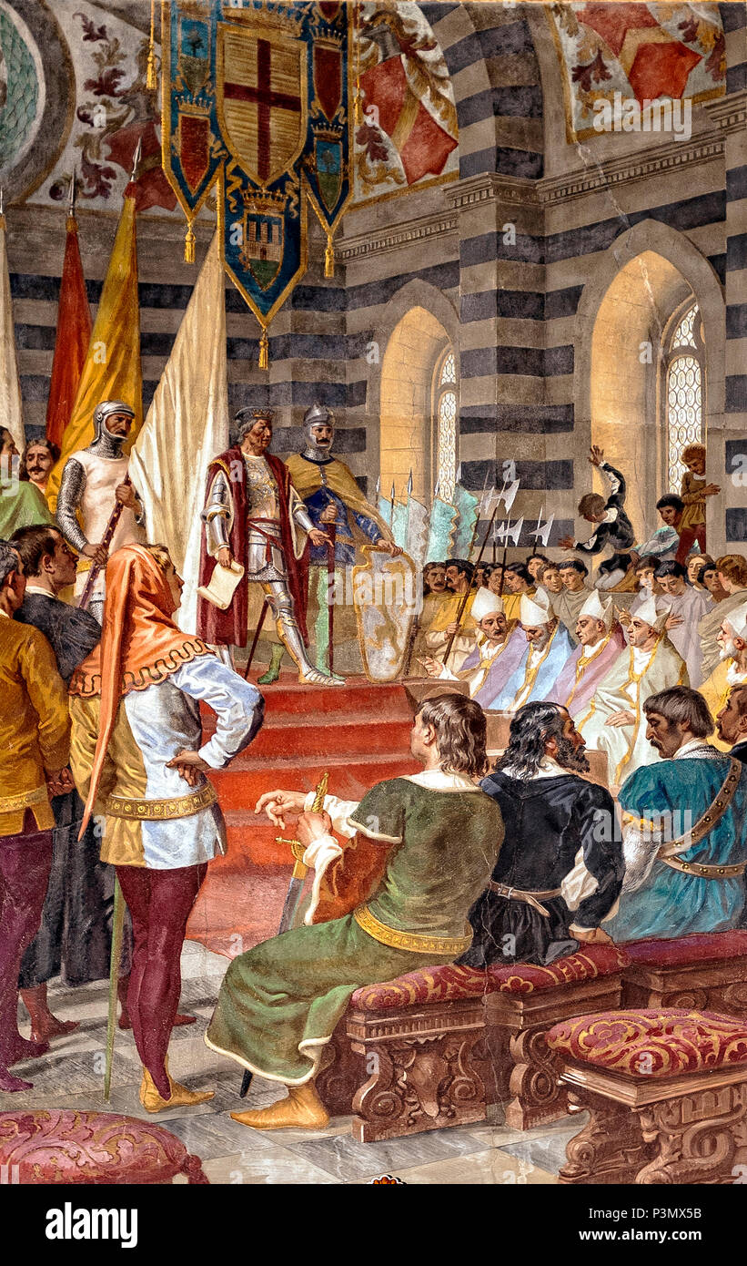 Fresco that tells episodes of the history of sardinia hi-res stock ...