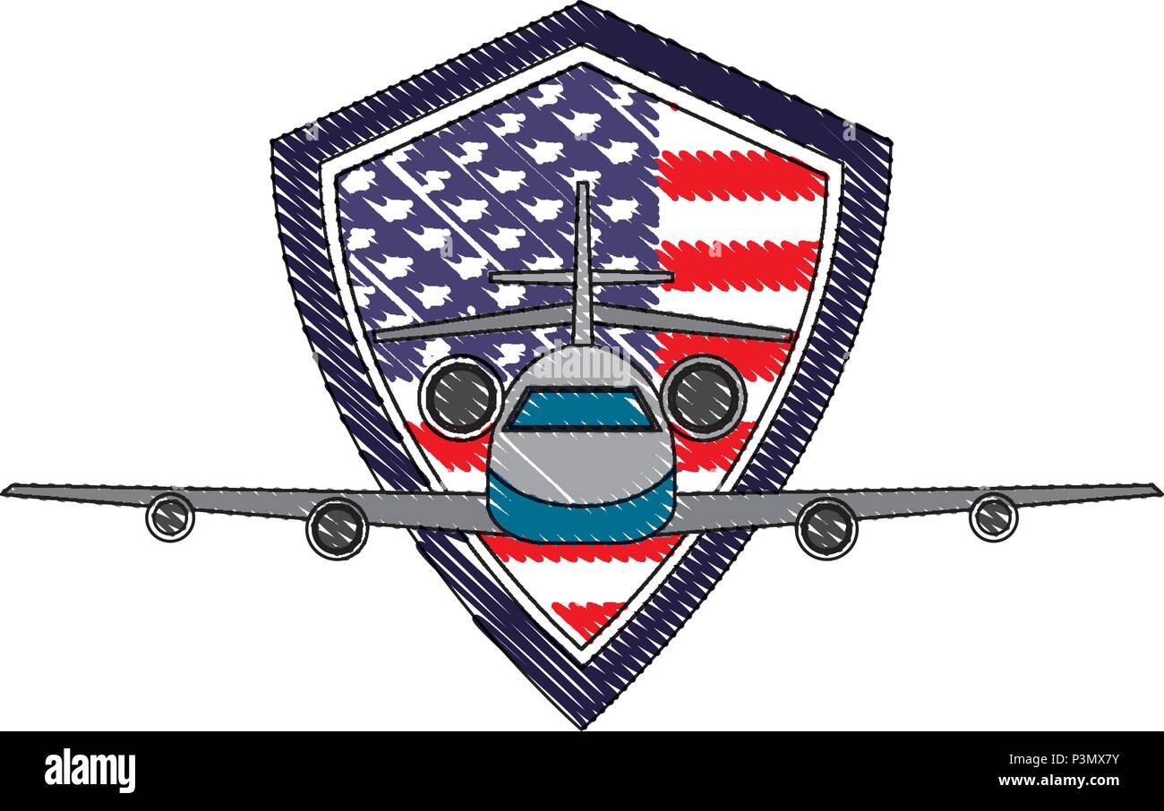 airplane flying with USA shield Stock Vector Image & Art - Alamy