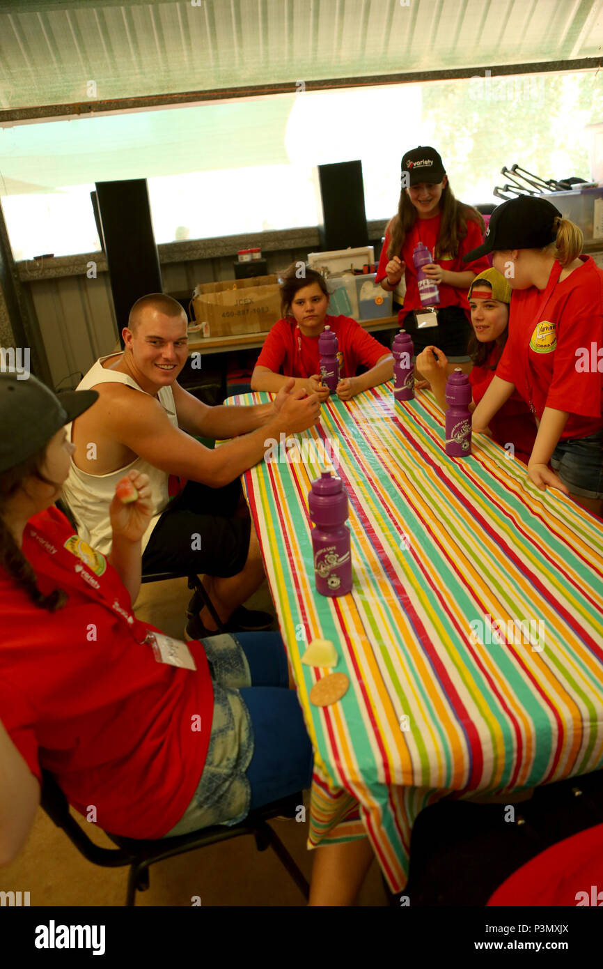 Sgt. Conner White talk with campers with Variety Northern Territory ...