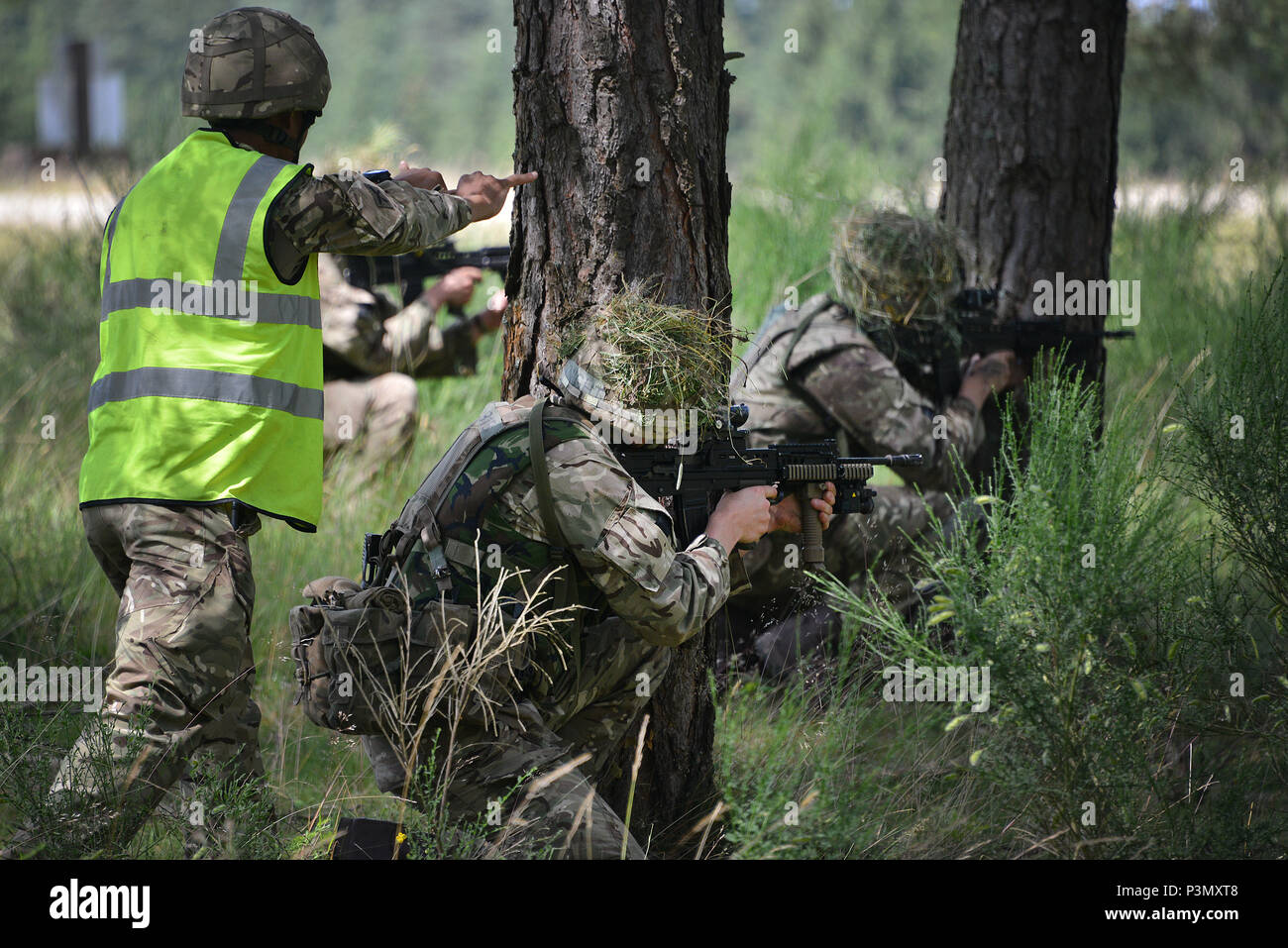 British Army Royal Military Academy Sandhurst cadets conduct a squad ...
