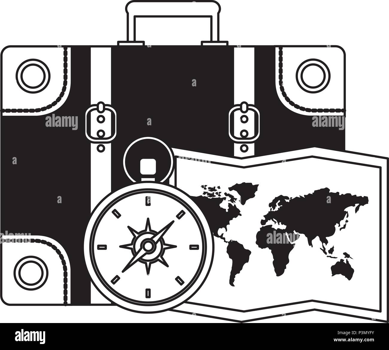 suitcase travel compass and map Stock Vector Image & Art - Alamy