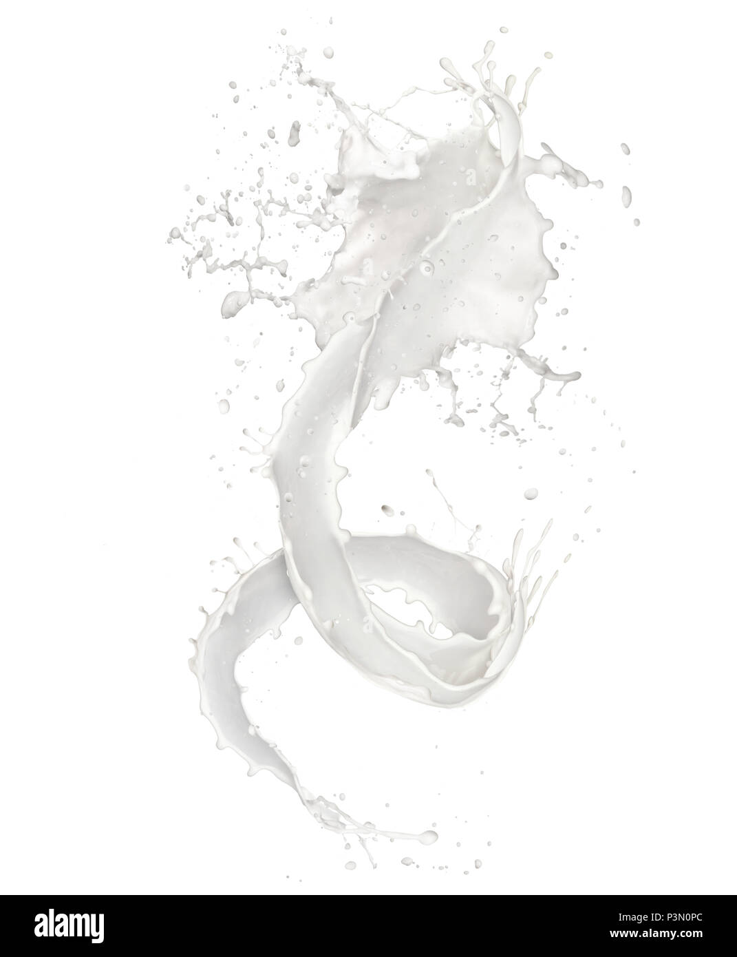 Abstract splash of milk isolated on white background. High resolution ...