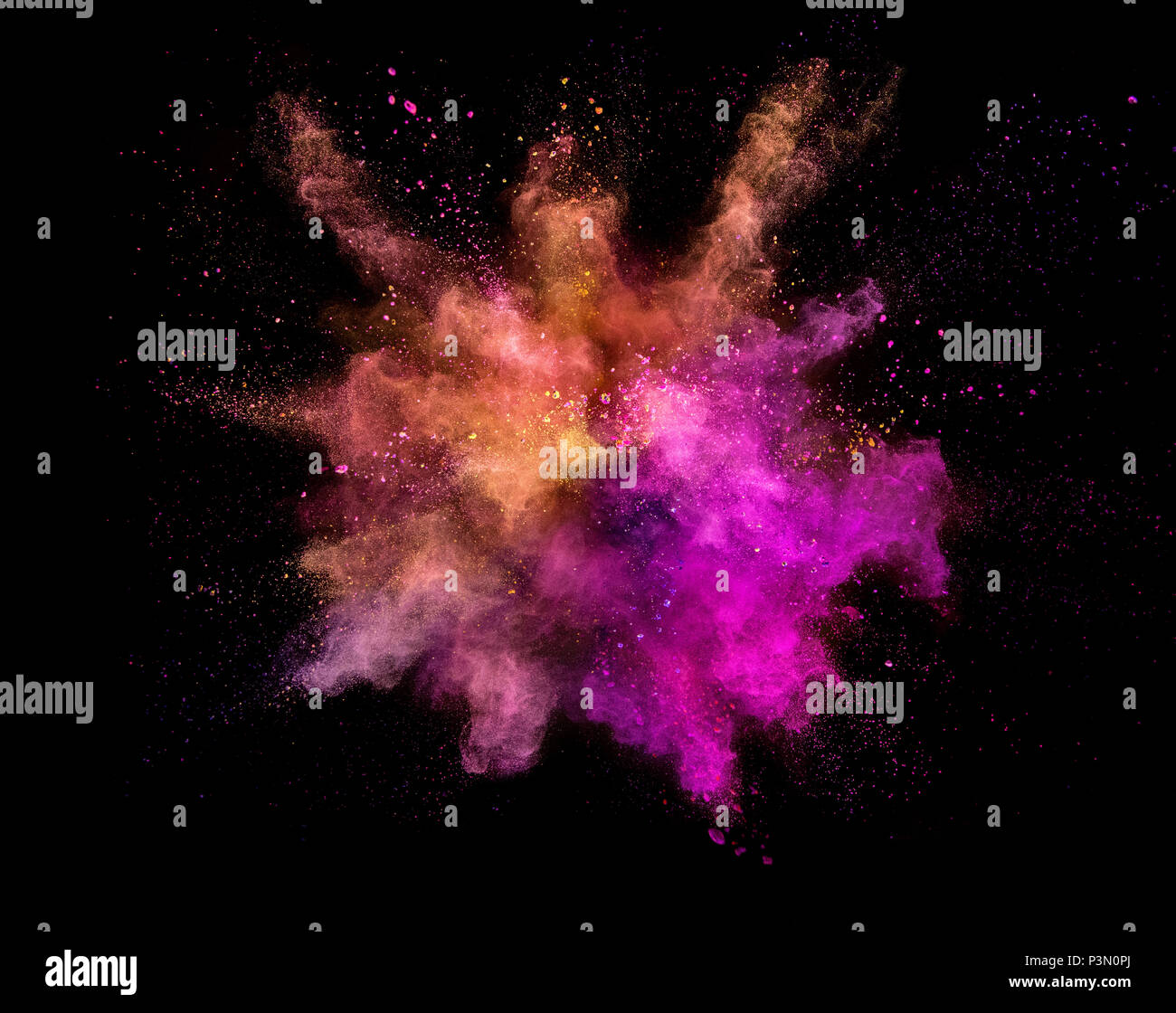 Explosion of coloured powder isolated on white background Stock Photo ...