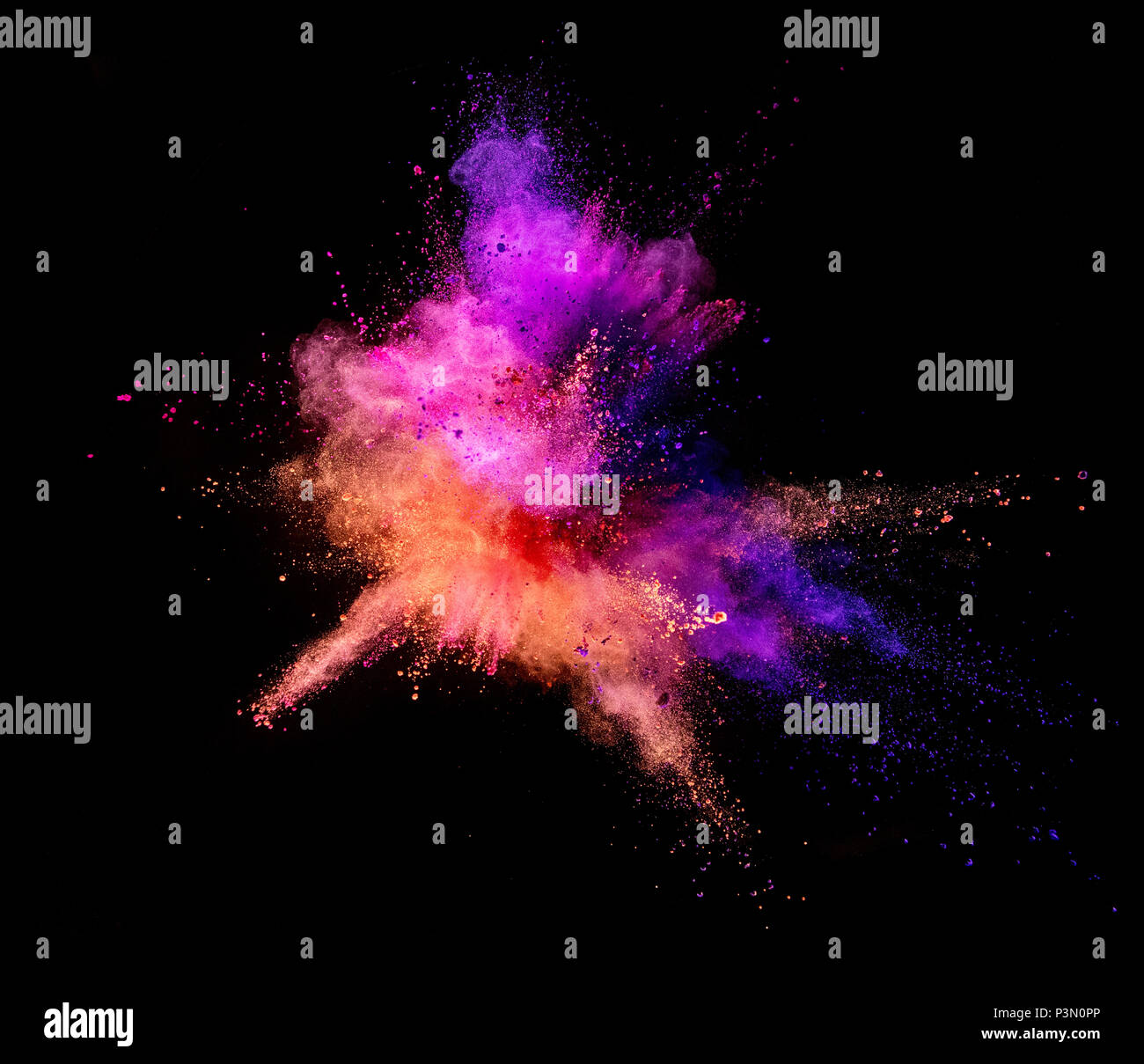 Explosion of coloured powder isolated on white background Stock Photo ...