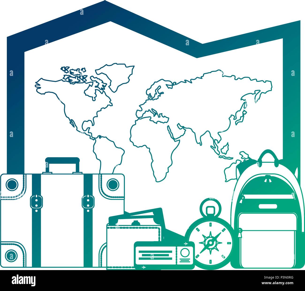 world paper map with set tourism icons Stock Vector Image & Art - Alamy