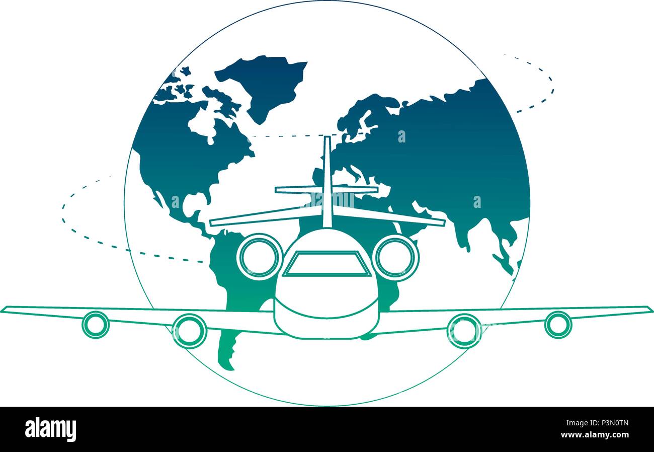 airplane flying with world planet earth Stock Vector Image & Art - Alamy