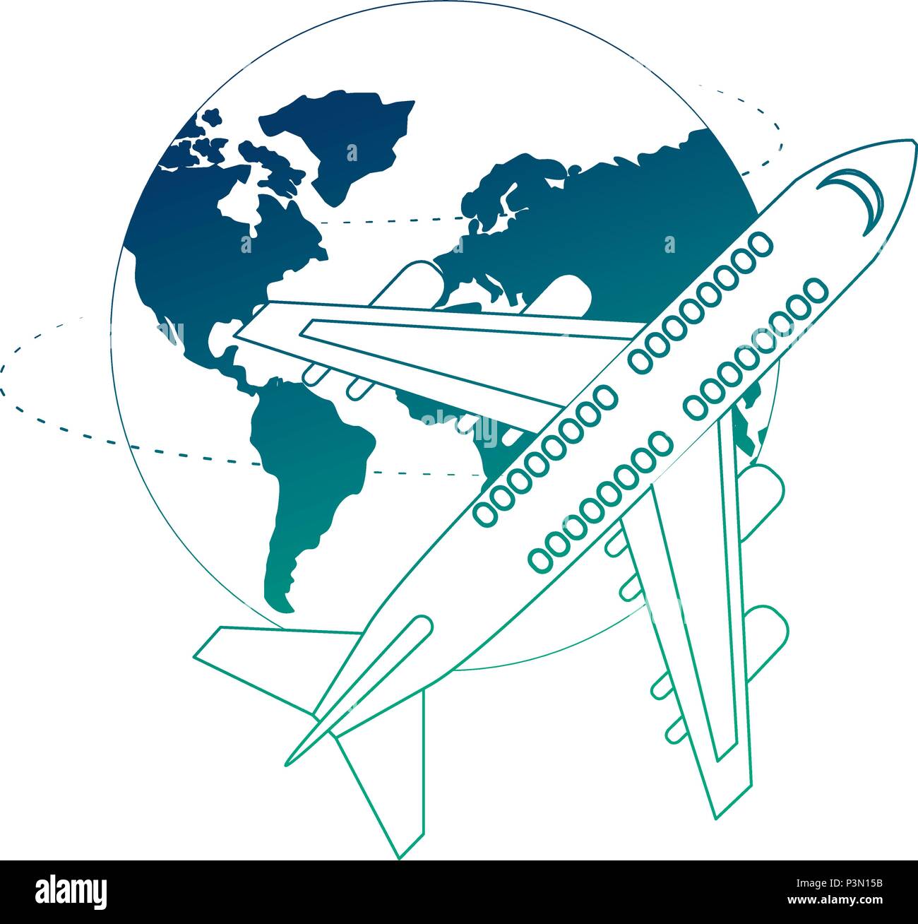 airplane flying with world planet earth Stock Vector Image & Art - Alamy