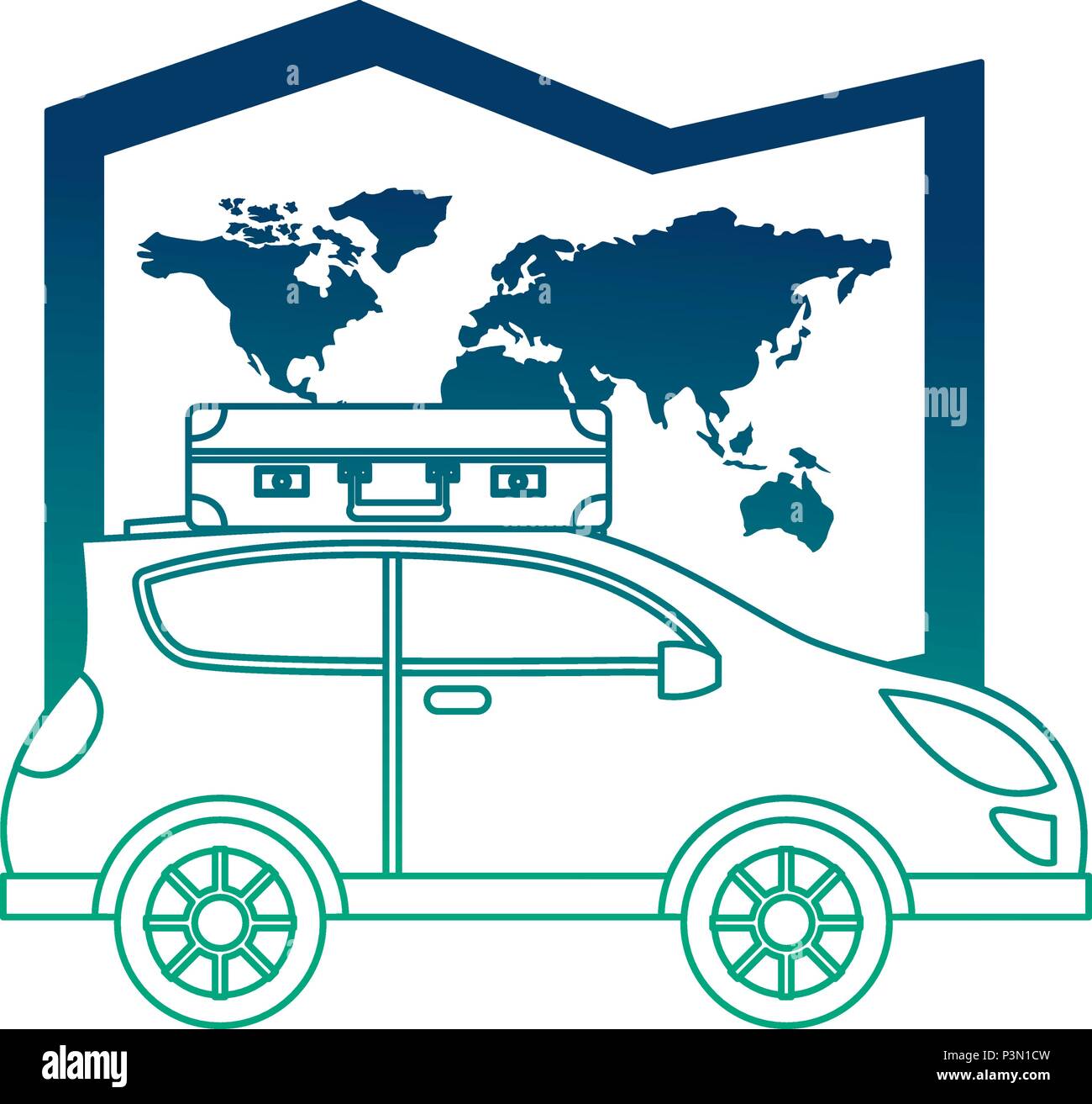 world paper map with car Stock Vector Image & Art - Alamy