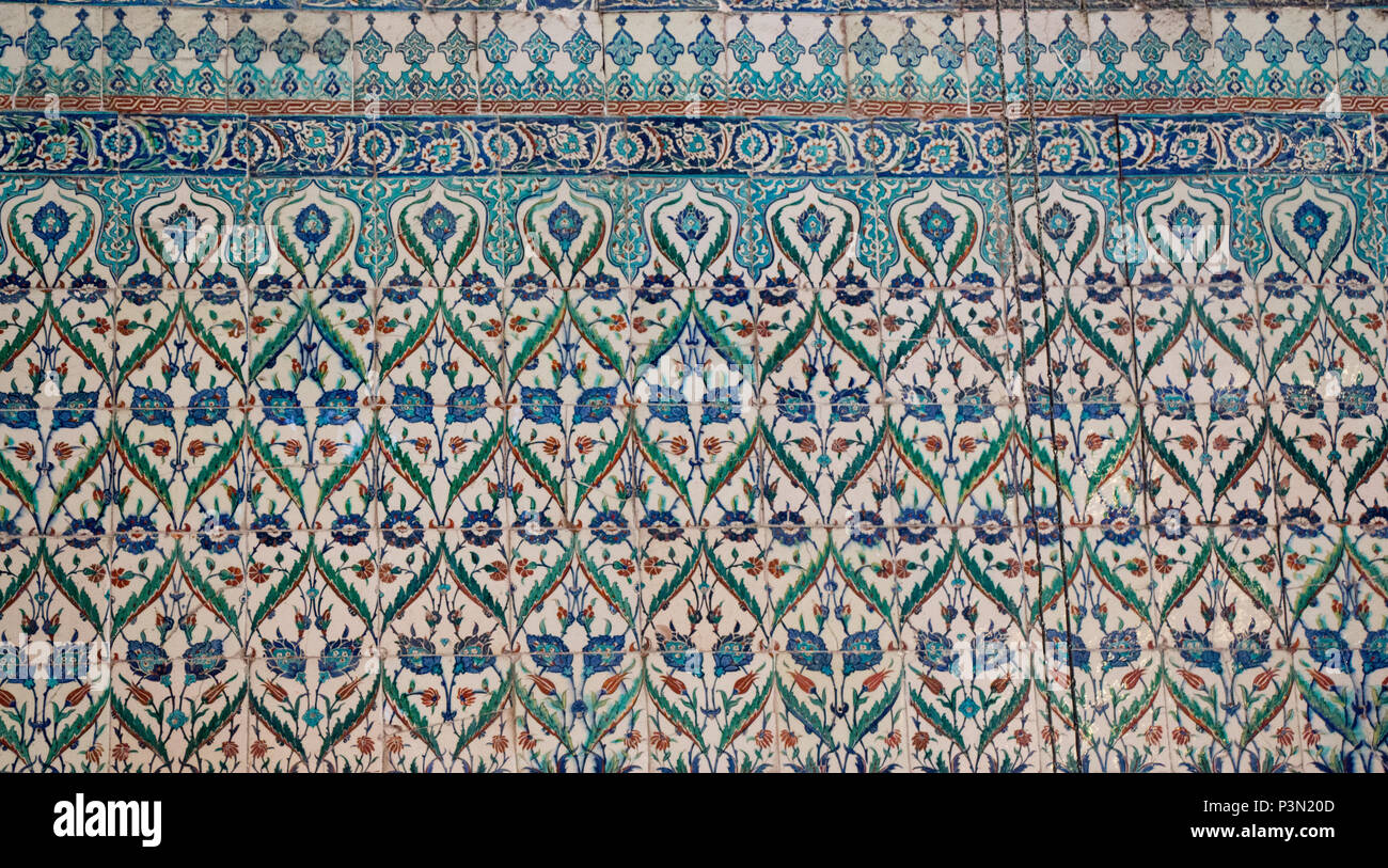 Ottoman ancient Handmade Turkish Tiles with floral patterns Stock Photo ...