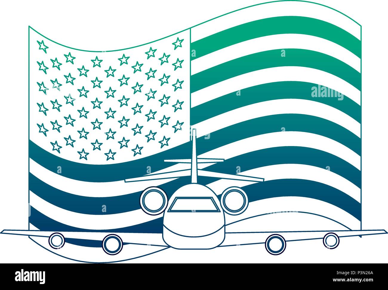 airplane flying with USA flag Stock Vector Image & Art - Alamy
