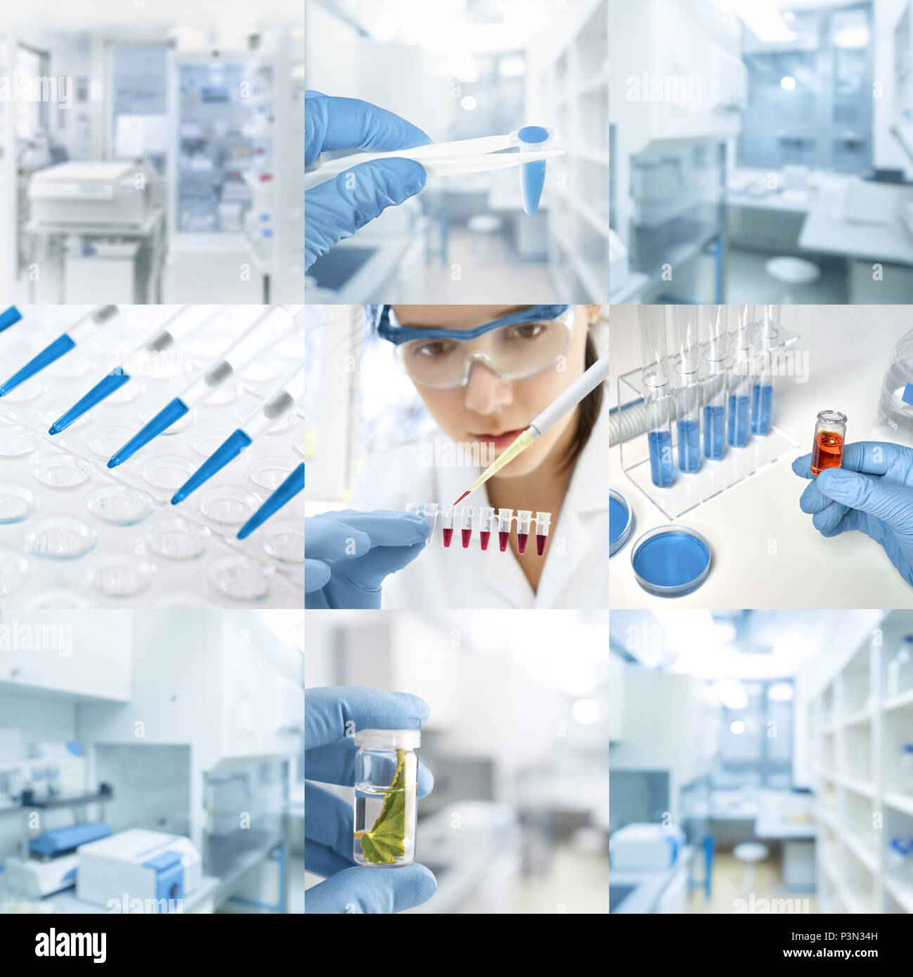 Research facility or laboratory, set of nine pictures, including ...