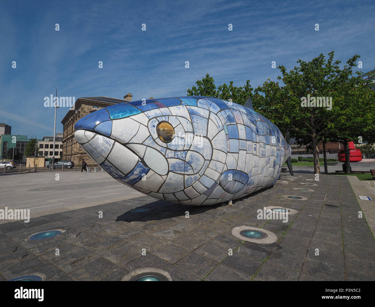 BELFAST, UK - CIRCA JUNE 2018: The Big Fish (akaThe Salmon of Knowledge ...