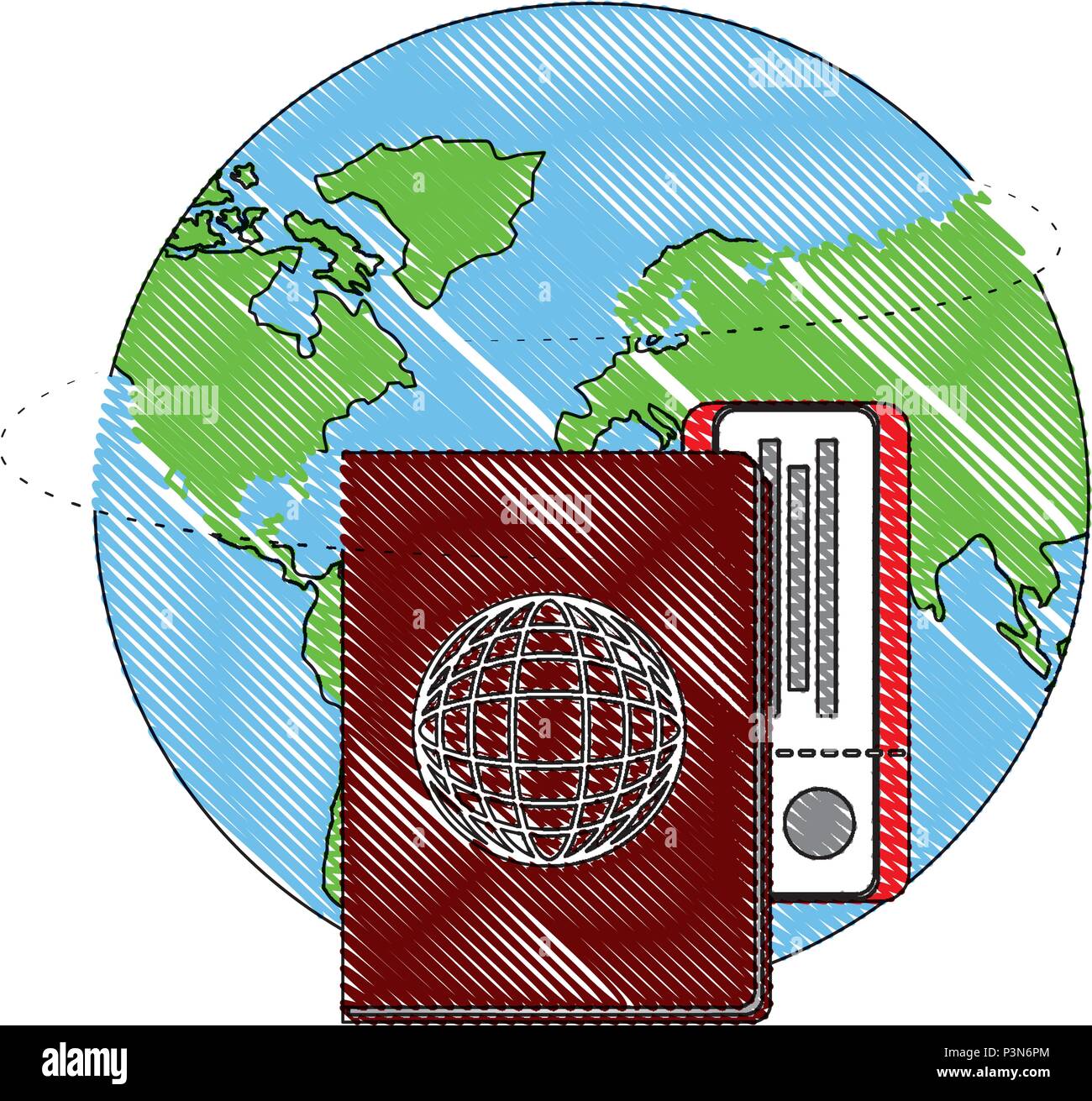 world planet earth with passport and ticket Stock Vector Image & Art ...