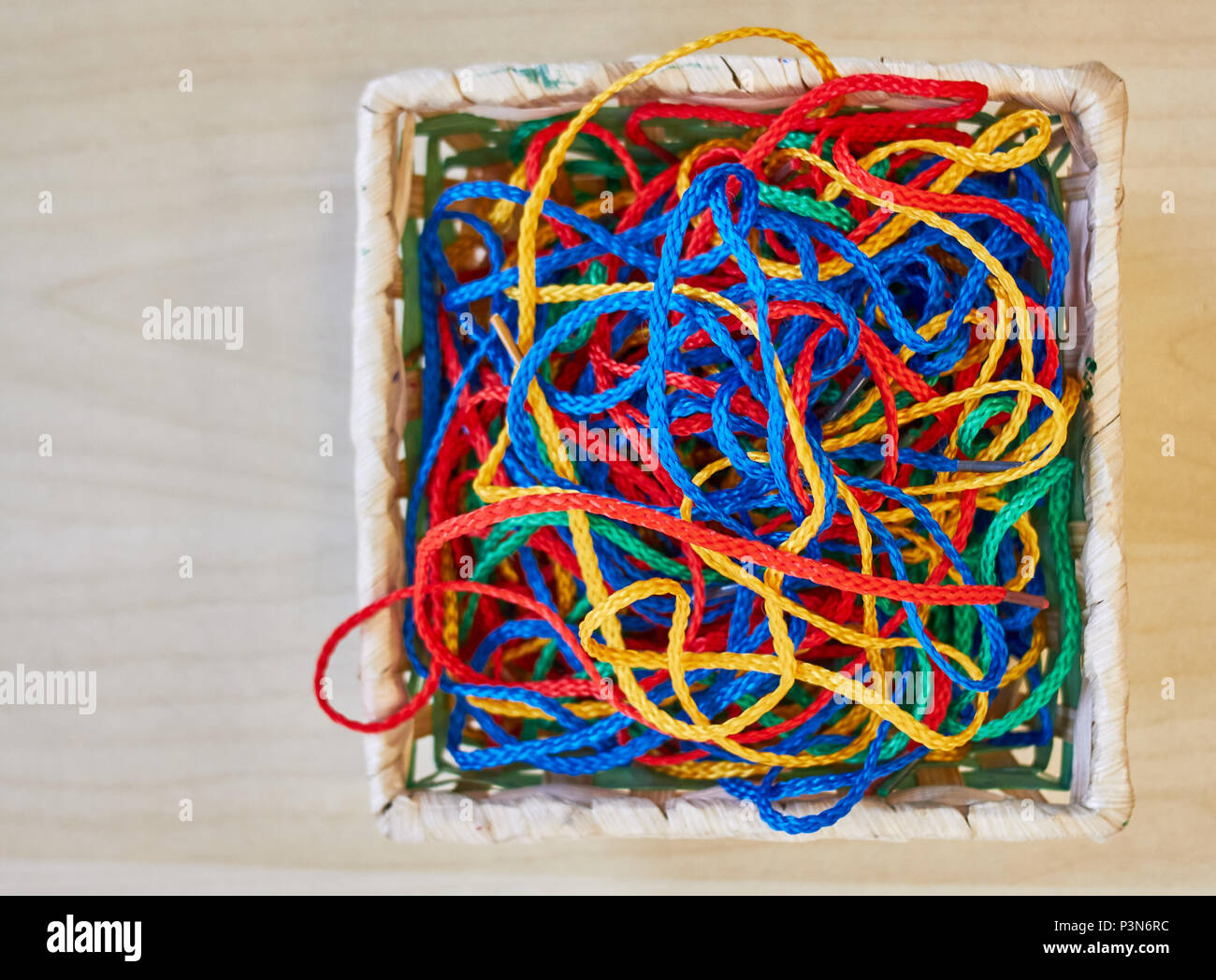 Set of colorful strings for school crafts closeup Stock Photo - Alamy