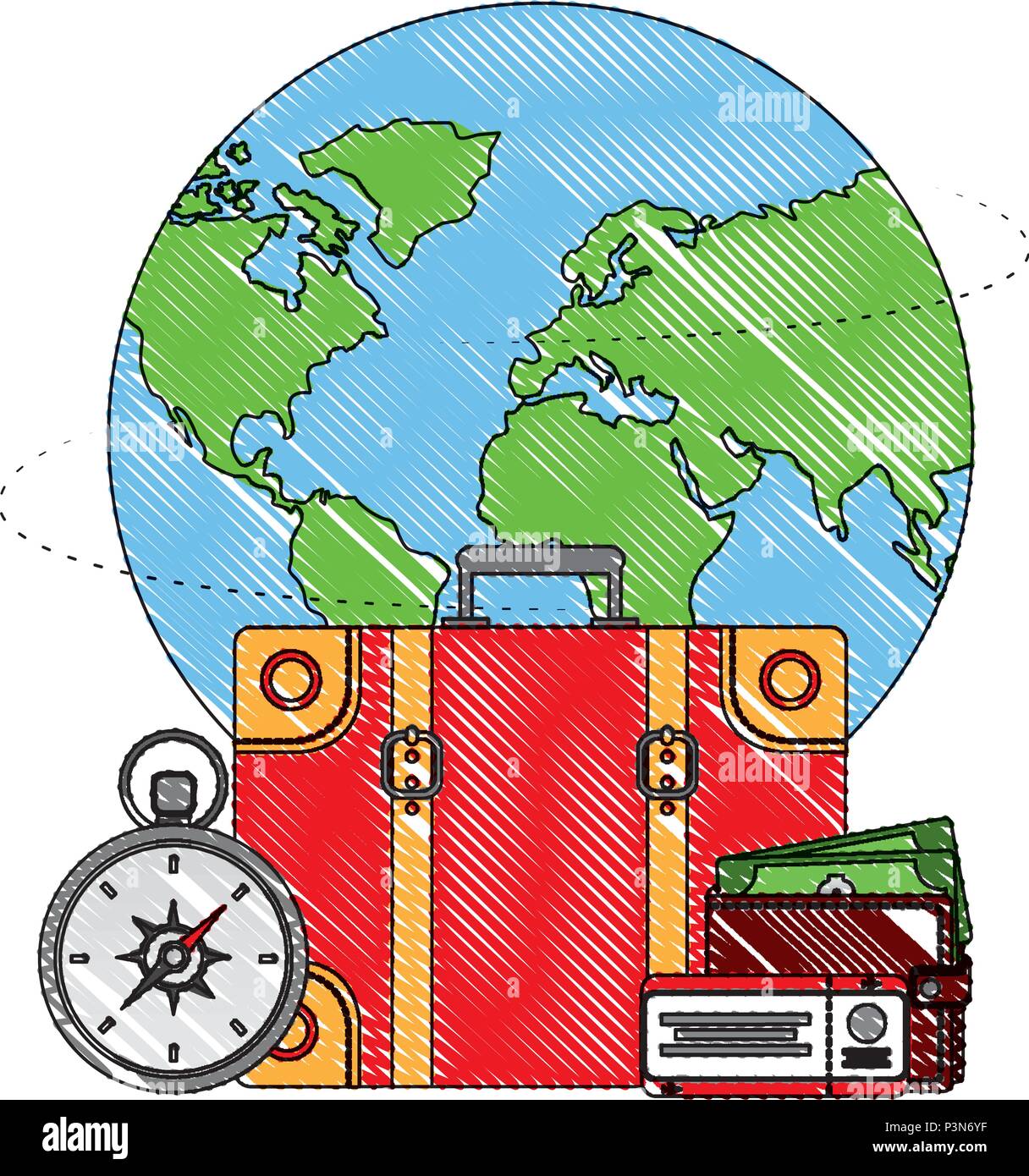 world planet earth with set tourism icons Stock Vector Image & Art - Alamy