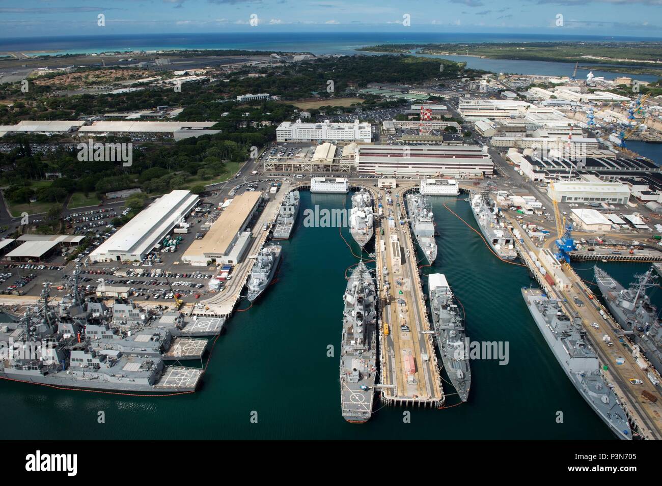Aerial Of Pearl Harbor With Ships High Resolution Stock Photography and ...