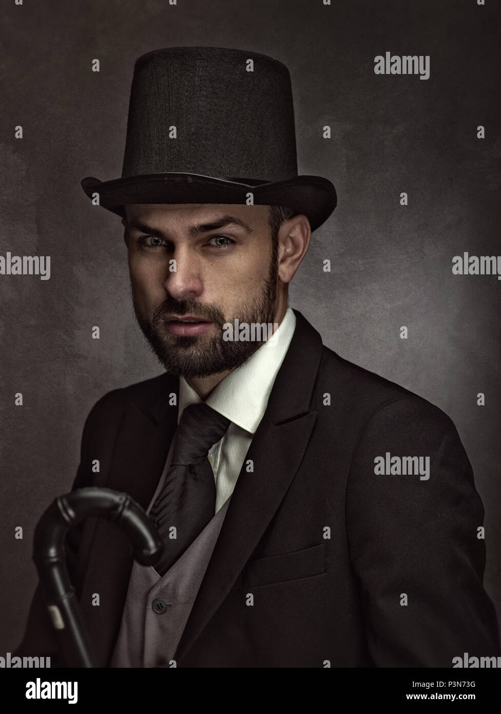 Englishman and gentleman. Retro styled male portrait Stock Photo - Alamy