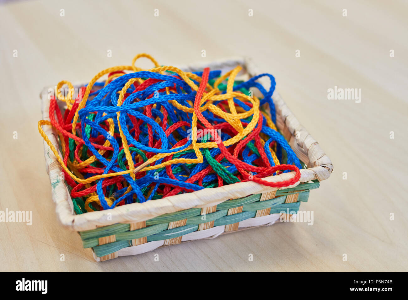Set of colorful strings for school crafts closeup Stock Photo - Alamy