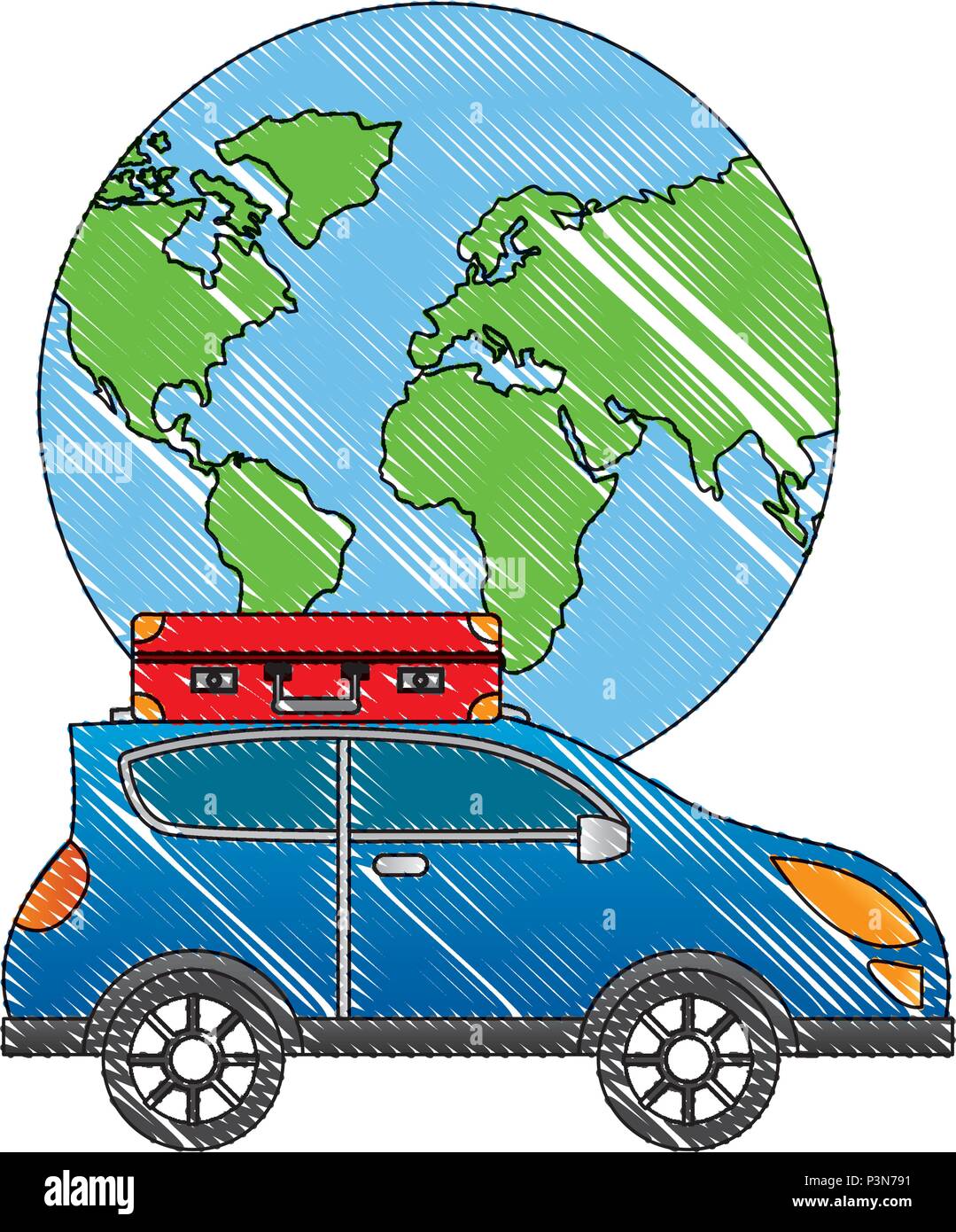 world planet earth with car Stock Vector Image & Art - Alamy