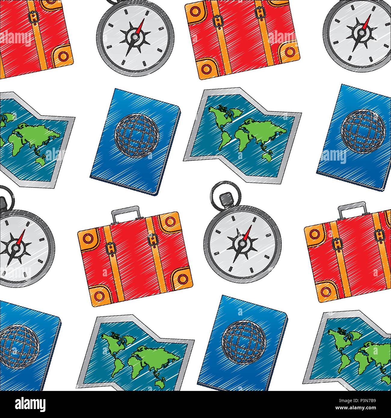 travel tourism set icons pattern background Stock Vector Image & Art ...