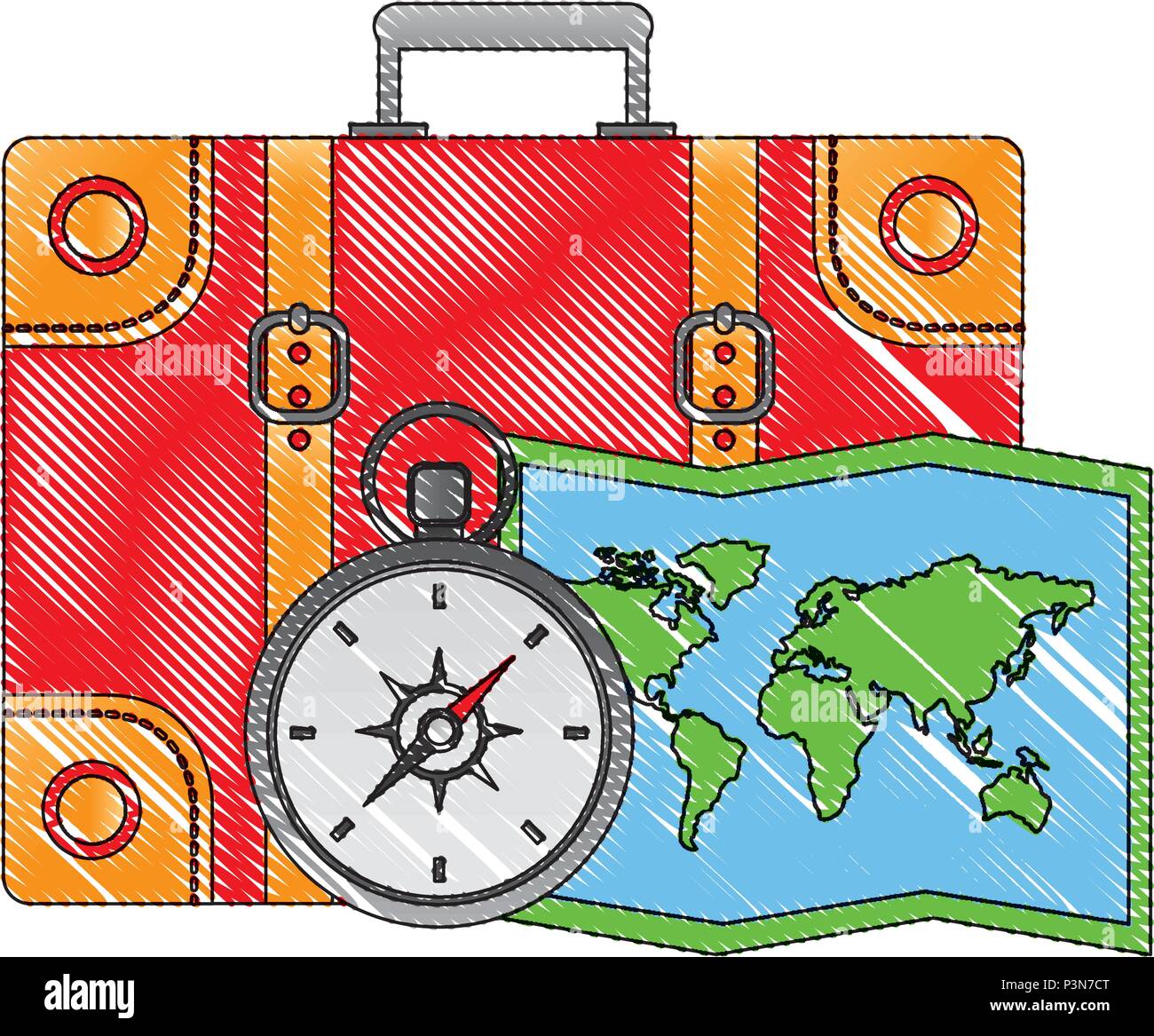 suitcase travel with compass and map Stock Vector Image & Art - Alamy