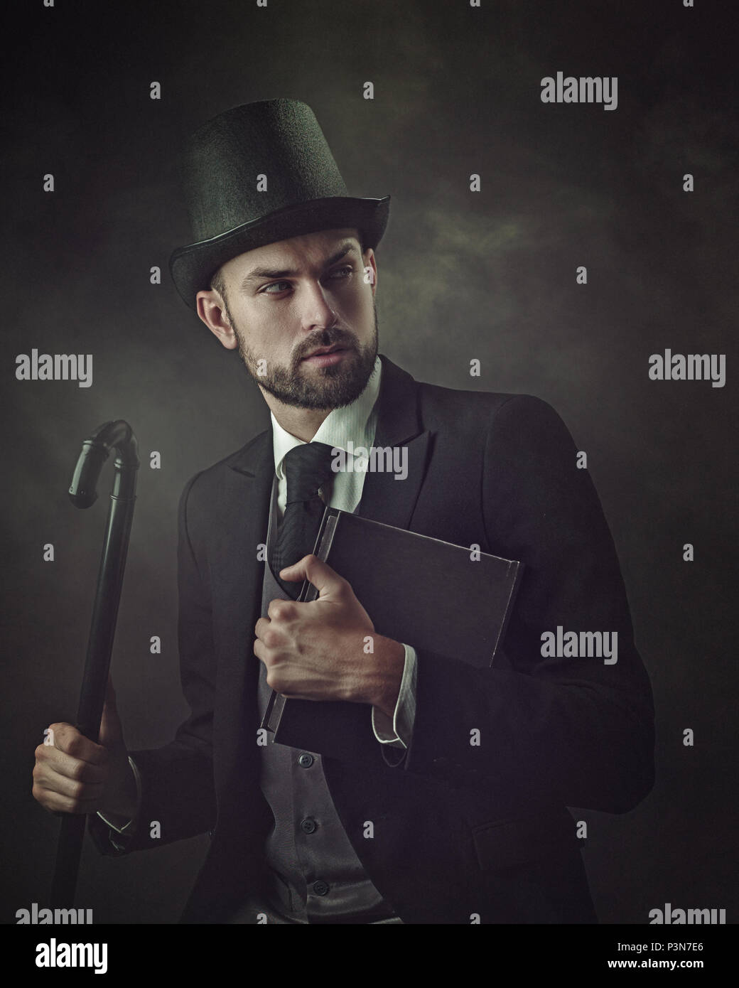 Englishman and gentleman. Retro styled male portrait Stock Photo - Alamy