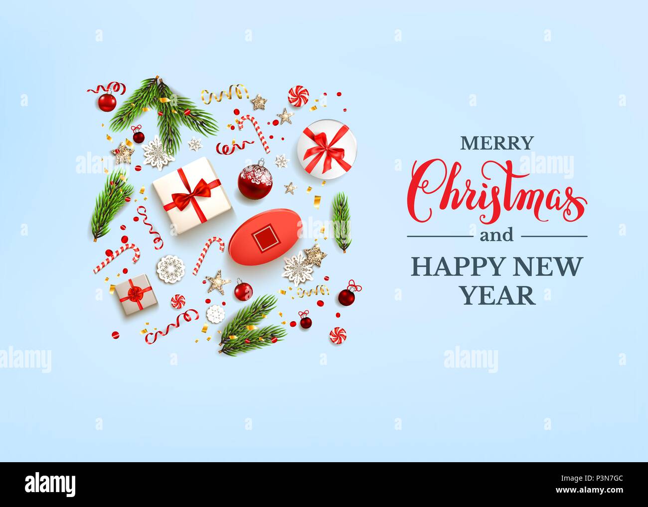 Top view christmas flat Stock Vector Images - Alamy