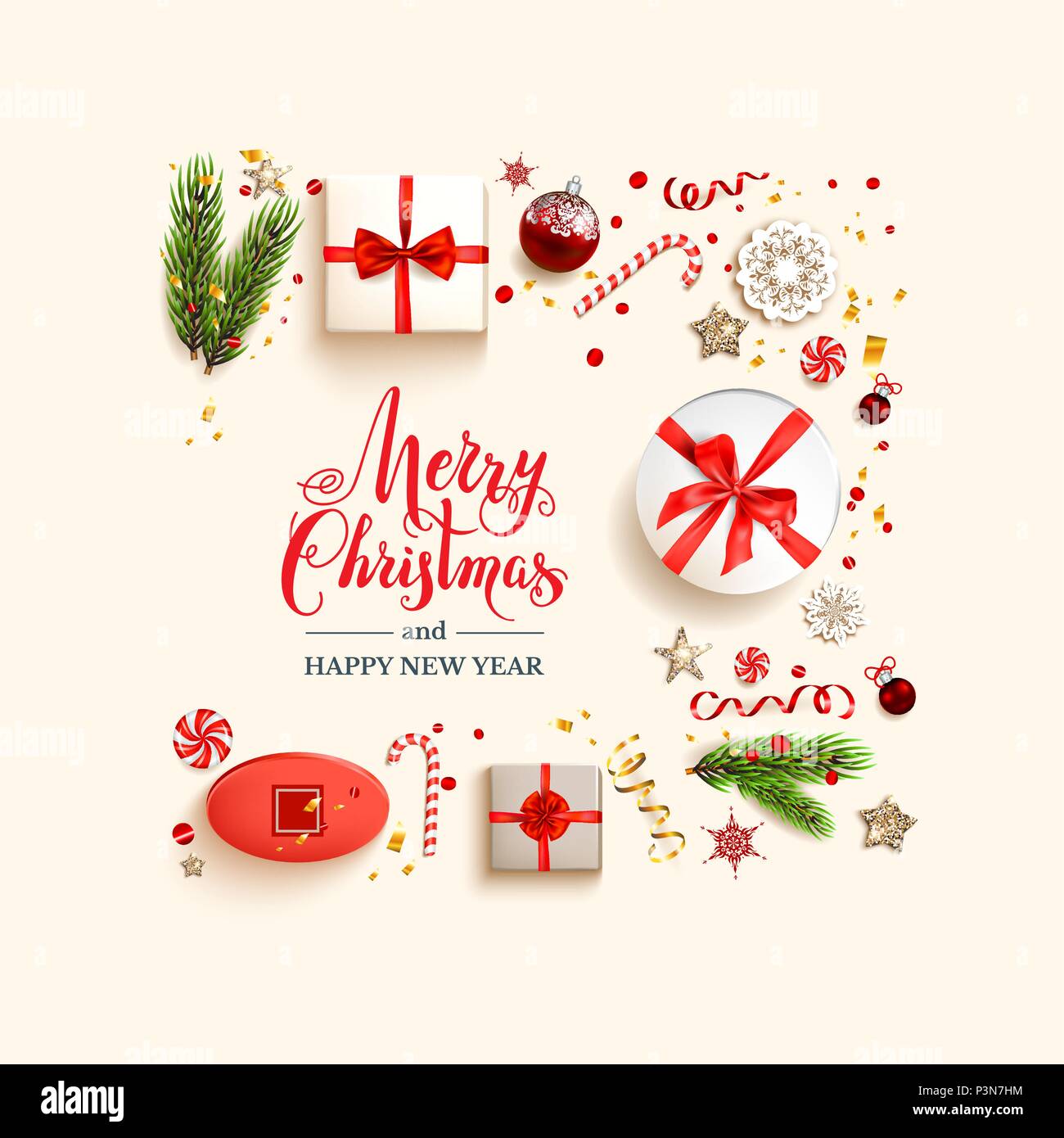 Christmas winter composition pine Stock Vector Images - Alamy