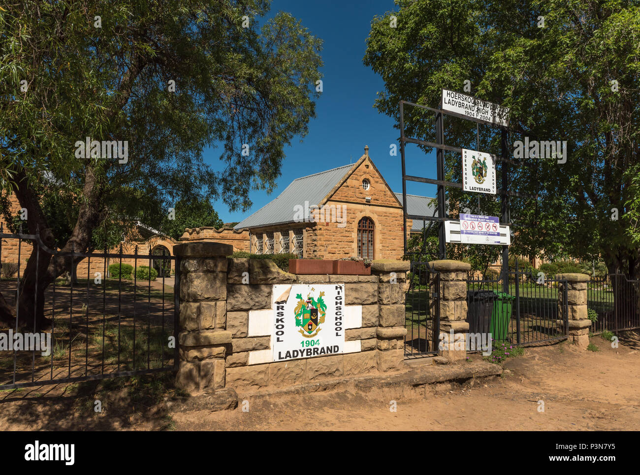 LADYBRAND, SOUTH AFRICA - MARCH 12, 2018: The historic high school in ...