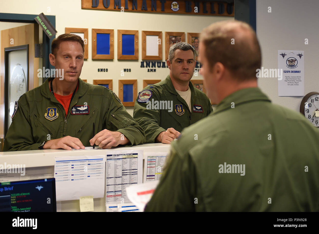 U.S. Air Force Col. David Piffarerio, gathers notes for his final ...