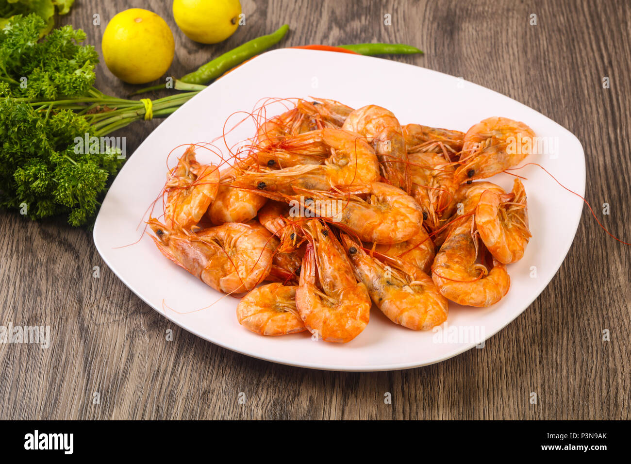 Boiled prawns in the bowl - ready for eat Stock Photo - Alamy