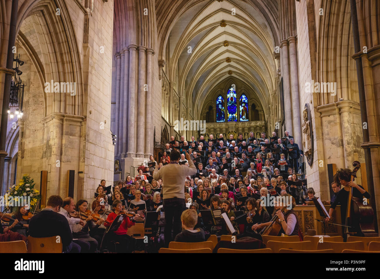 London, UK - November 2017. A choir practicing in the Southwark ...
